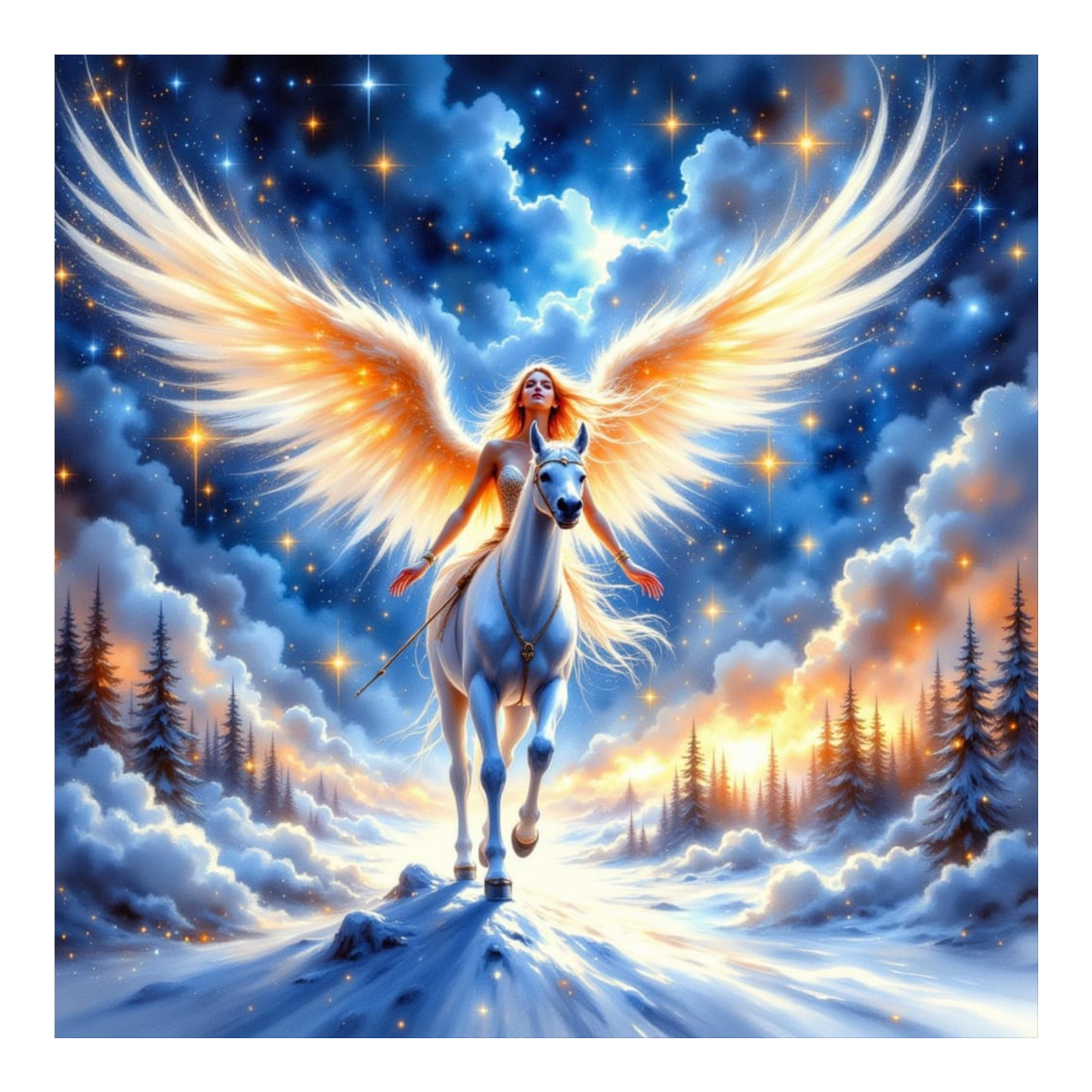 Winter Myth Rides on Wings and Starlight by Dark Angel Nyx | Suno