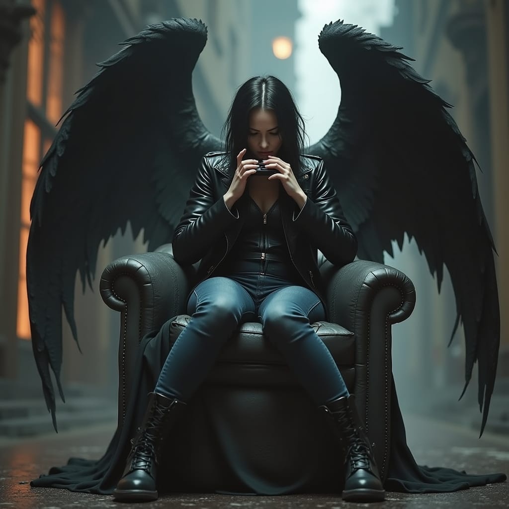 Dark Angel Nyx playing the Harmonica by Dark Angel Nyx | Suno