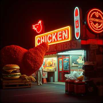 「どこで食べよう？フライドチキンの歌 - Japanese English Mix」 by OrangeViolinist8899 | Suno